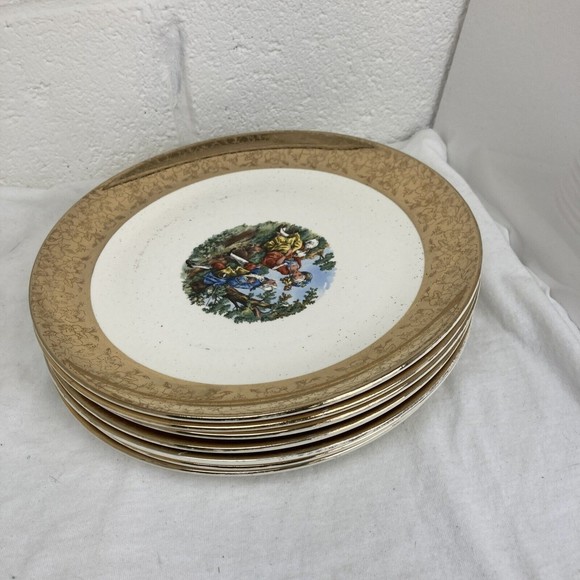 Dining | Lot 2 Vintage King Quality Fine Colonial Couple Gold 22k Us ...